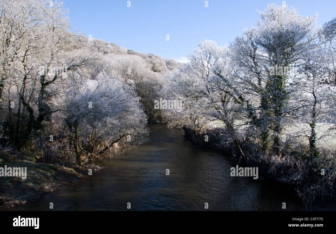 The river Tamar from Polson bridge looking downstream, with frosty ...