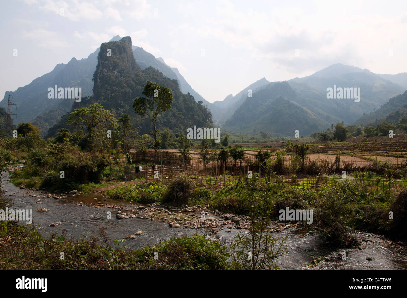 A traditional laotian landscape near Viang Vieng, Laos Stock Photo - Alamy