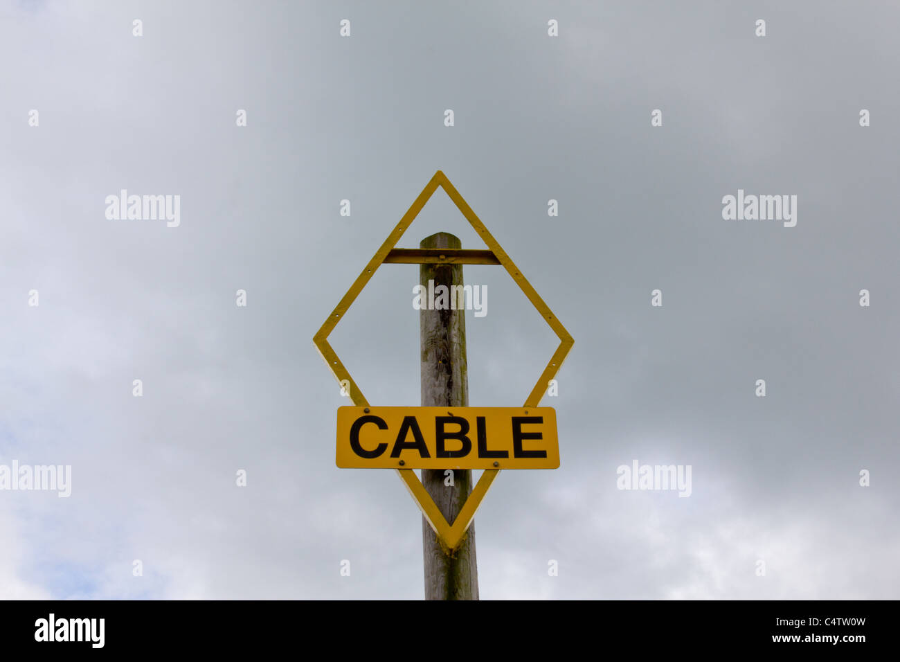 Cable warning sign hi-res stock photography and images - Alamy