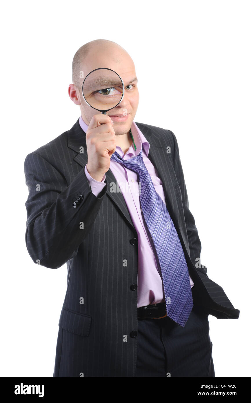Man with a magnifying Stock Photo - Alamy
