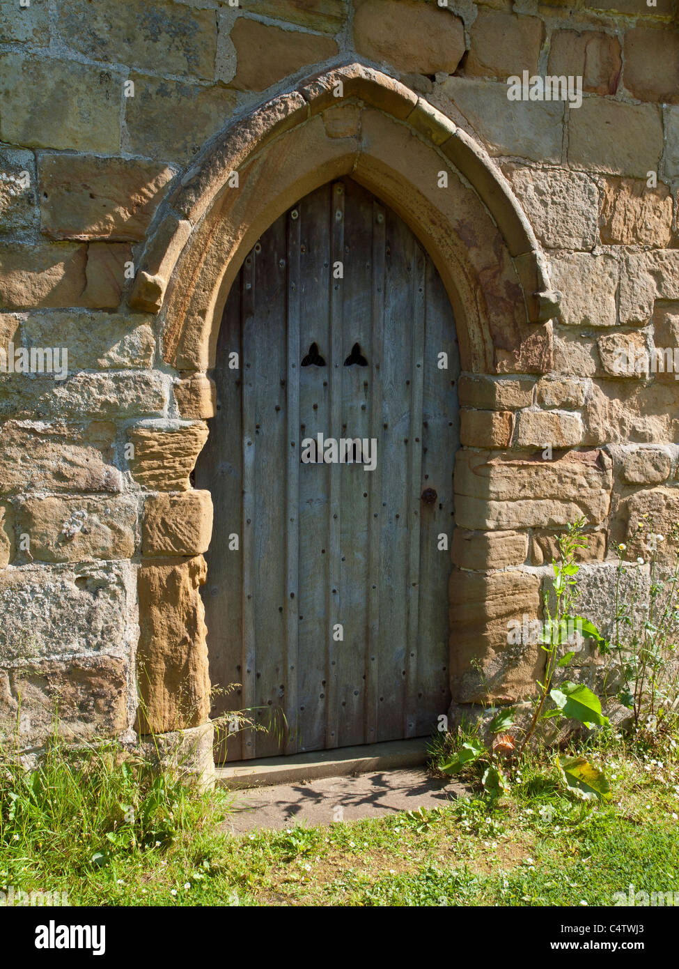 Door detail St Andrew's church Upleatham Cleveland built in the 12th C ...