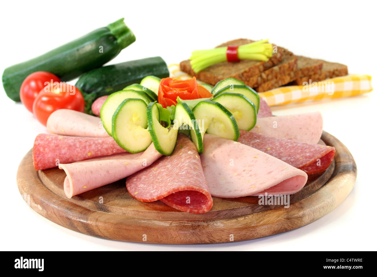 plate of fresh cold meats and vegetables Stock Photo - Alamy
