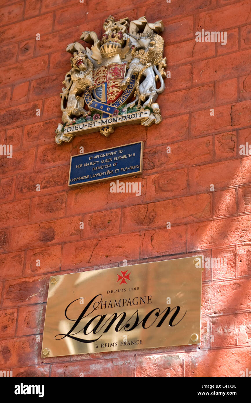 London Mayfair Curzon Street UK Head Office of Lanson Champagne sign ...
