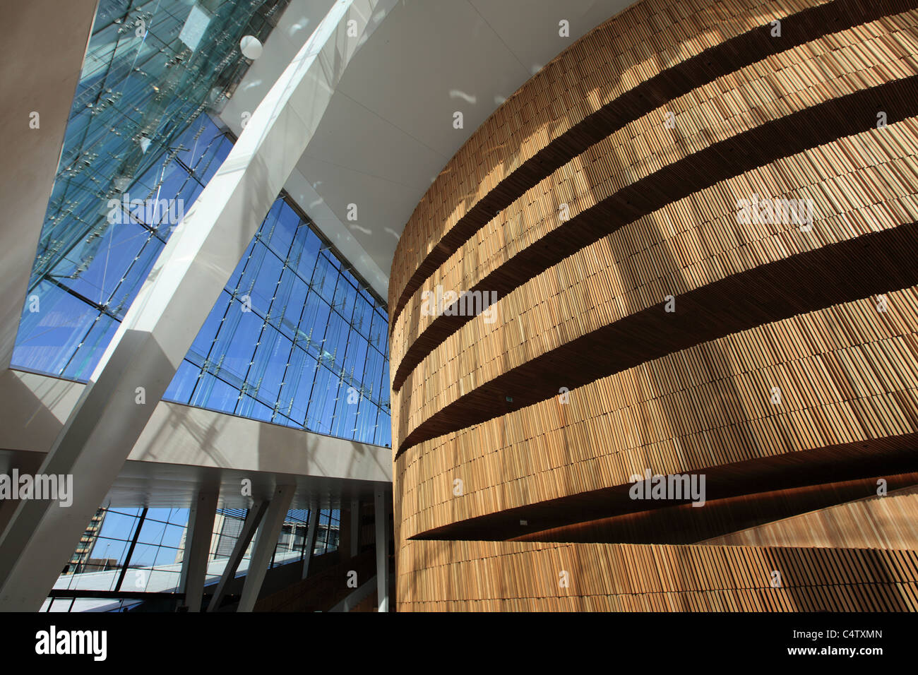 The interior of the multi-level futuristic Oslo Opera House Stock Photo ...