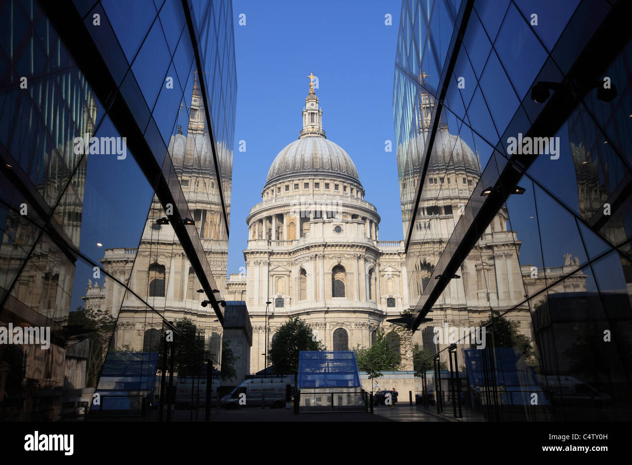 View of Saint Paul's Cathedral with Reflections on Glass Stock Photo - Alamy
