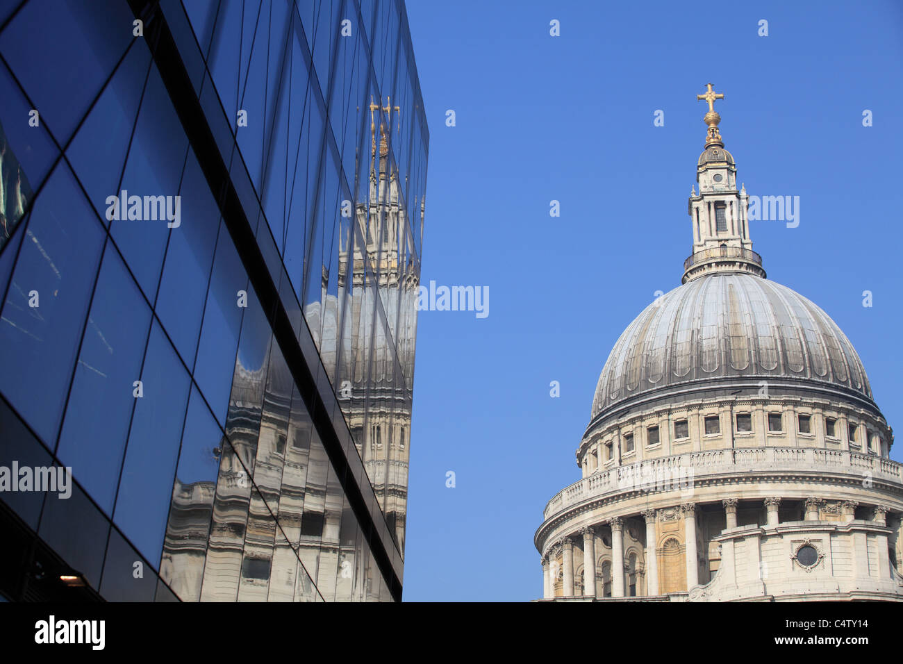 View of Saint Paul's Cathedral with Reflections on Glass Stock Photo - Alamy