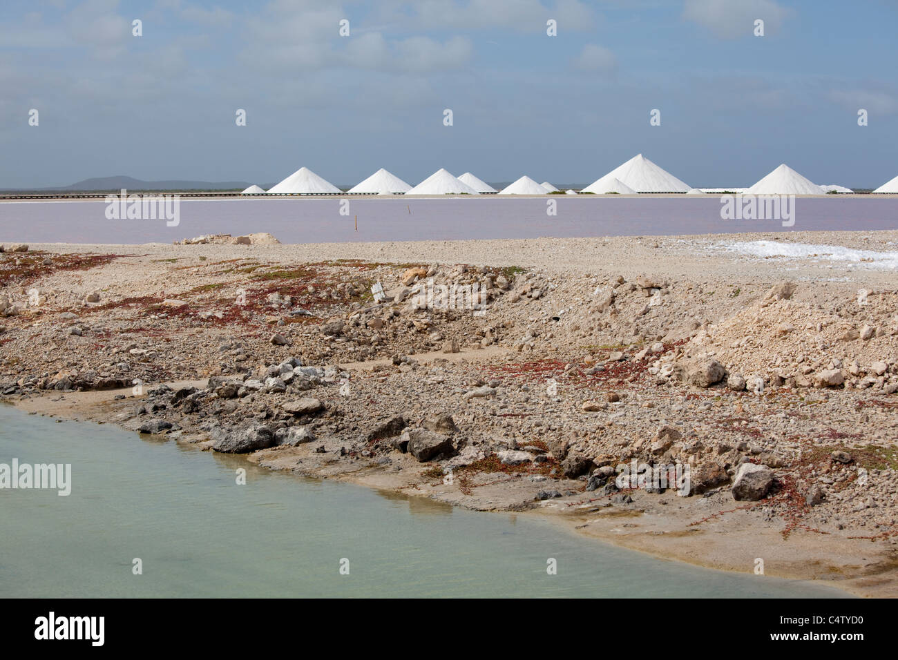 Salt pans/pillars at Bonaire, a Caribbean island, part of the Dutch ...
