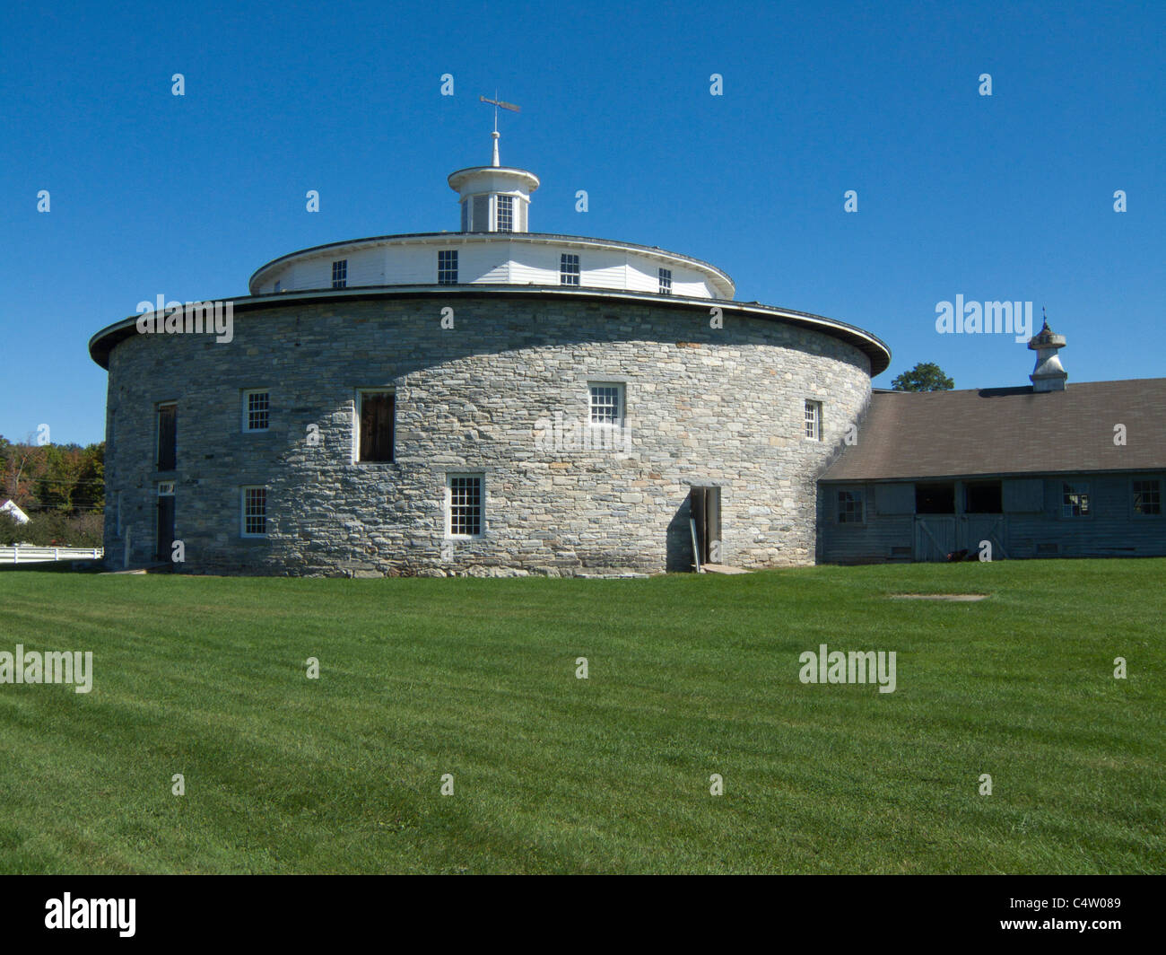 Massachusetts, Hancock Shaker Village, Round Stone barn Stock Photo - Alamy
