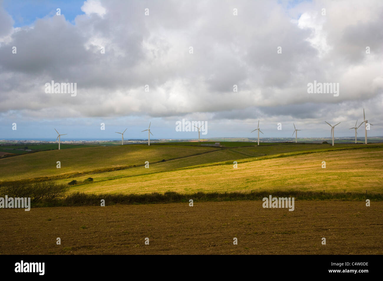 Electricity green field windy generation cornwall hi-res stock ...