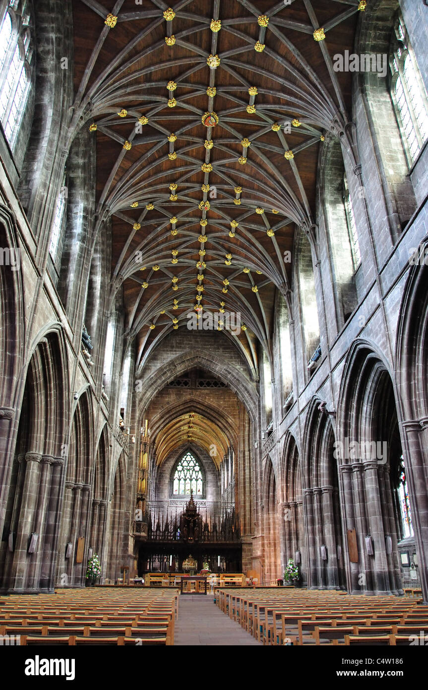 Nave and altar of Chester Cathedral, Chester, Cheshire, England, United ...