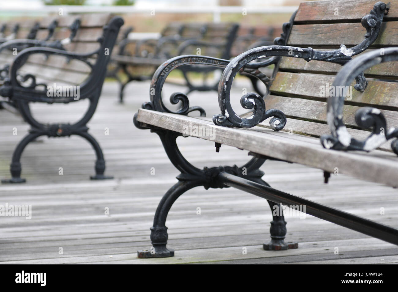 Bench on the boardwalk at Atlantic City NJ Stock Photo - Alamy