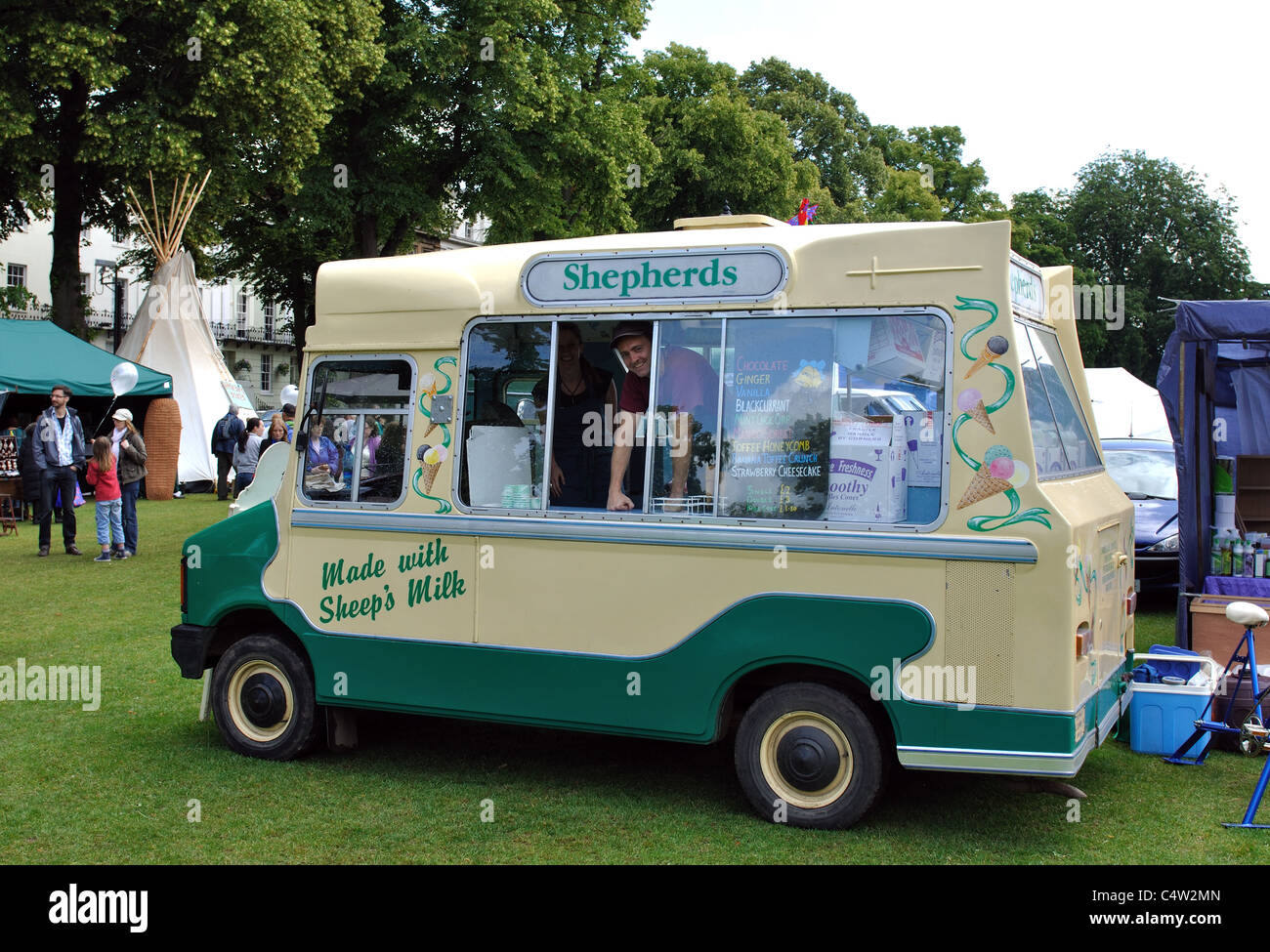 Shepherd`s sheep`s milk ice cream van Stock Photo - Alamy