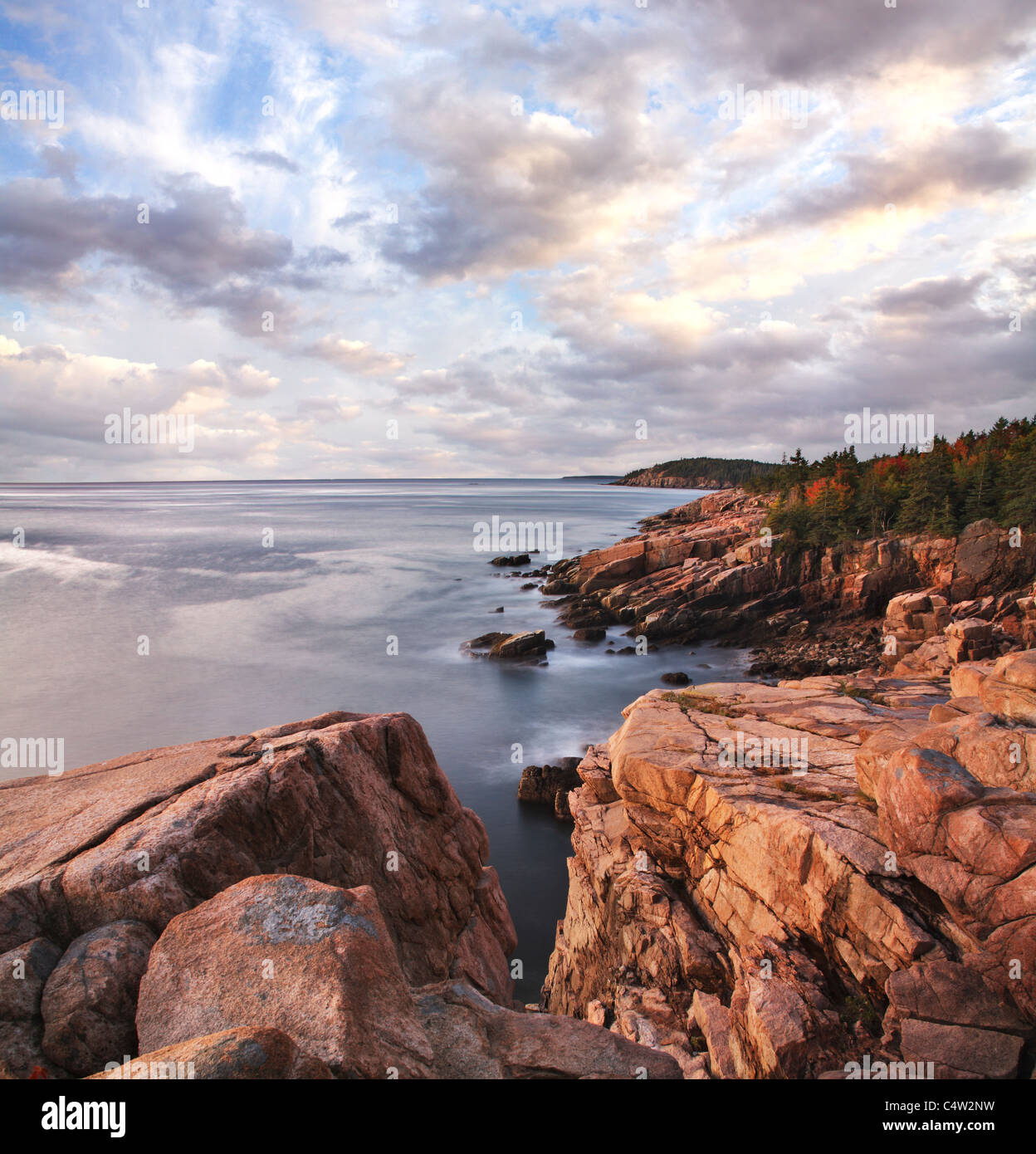Early Morning Light Warms The Rugged Acadia Seacoast, Acadia National ...