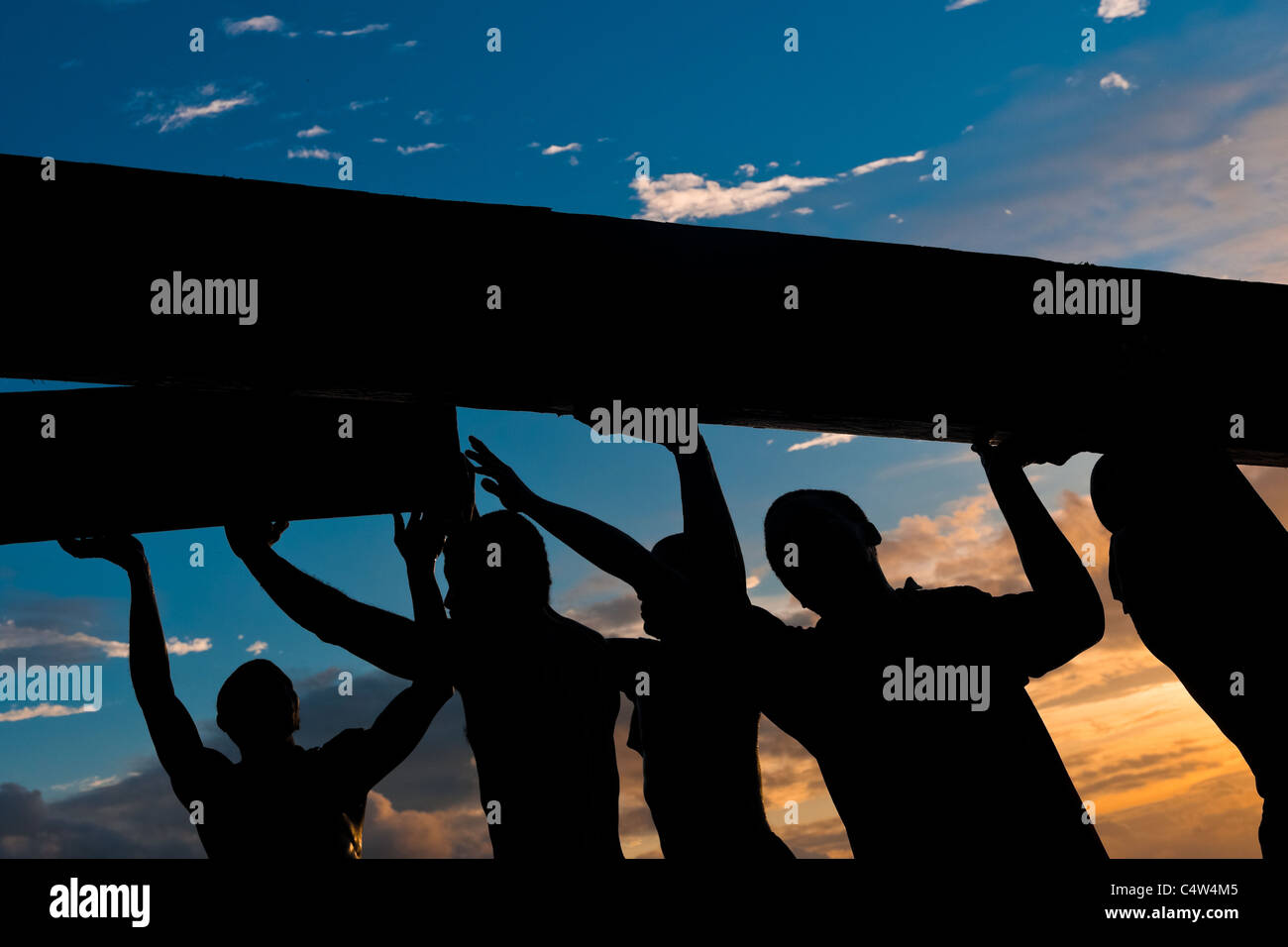Colombian sawmill workers carry a heavy timber from the rainforest in ...