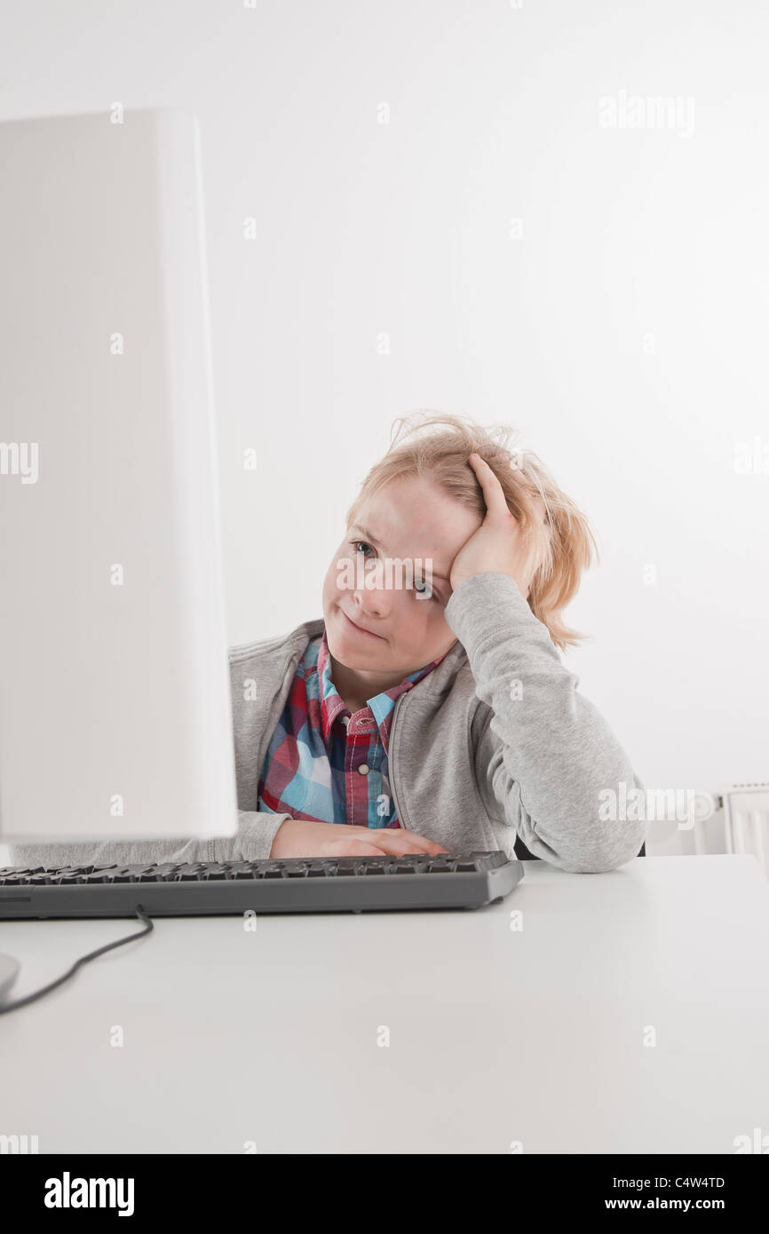 Teenager using Computer Stock Photo - Alamy