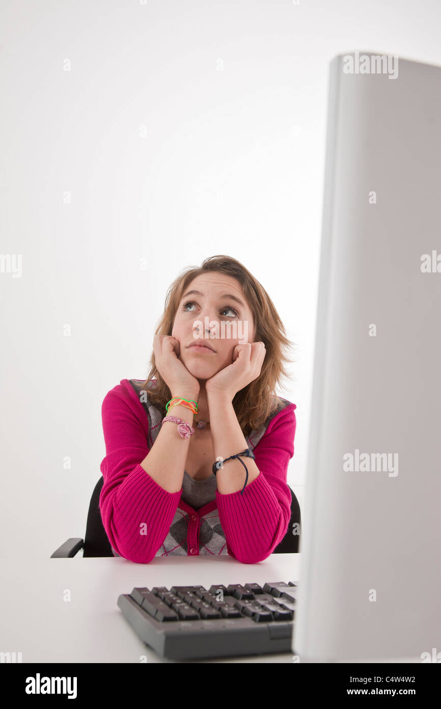 Teenager using Computer Stock Photo - Alamy