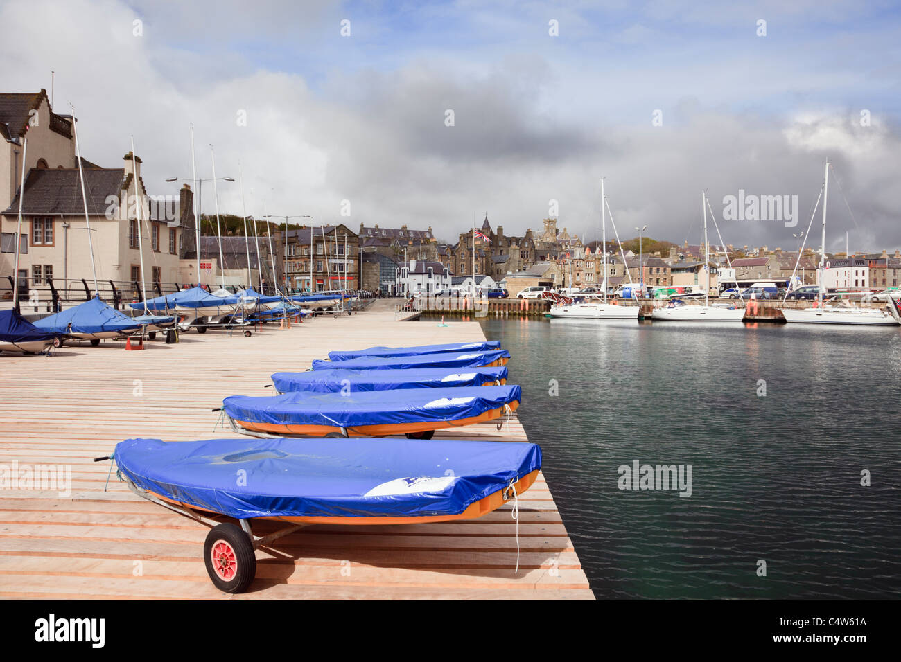 The small boat harbour quay in Lerwick, Shetland Islands, Scotland, UK ...