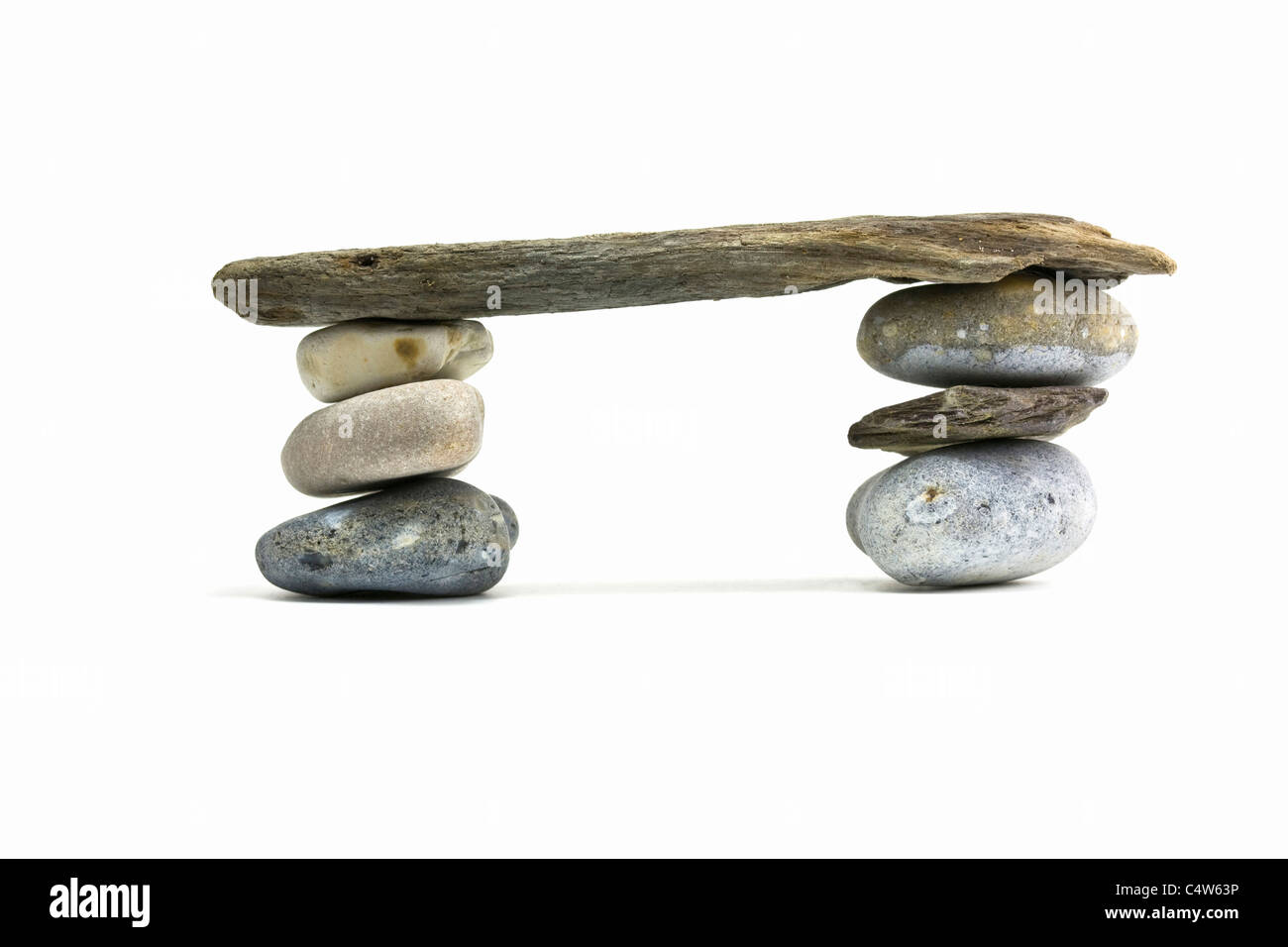 bridge made from nature stones and drift wood Stock Photo - Alamy