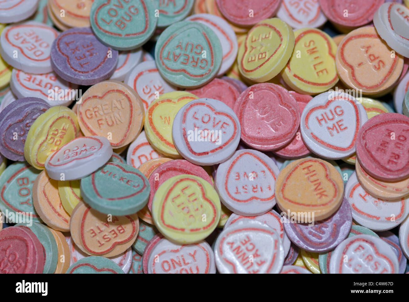 Love Heart sweets or candies Stock Photo - Alamy