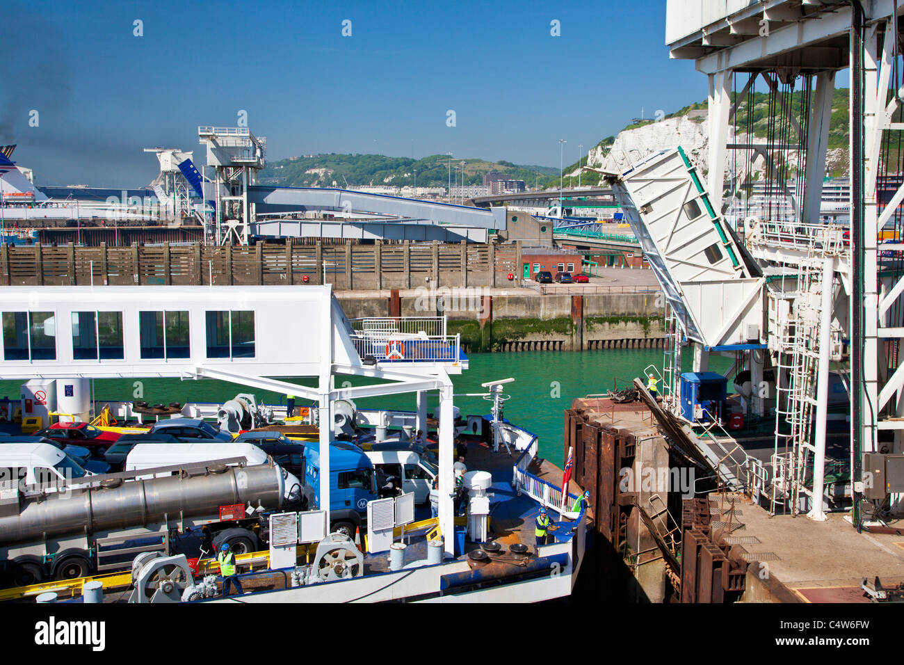Cross channel car ferry docking at the port of Dover Stock Photo - Alamy