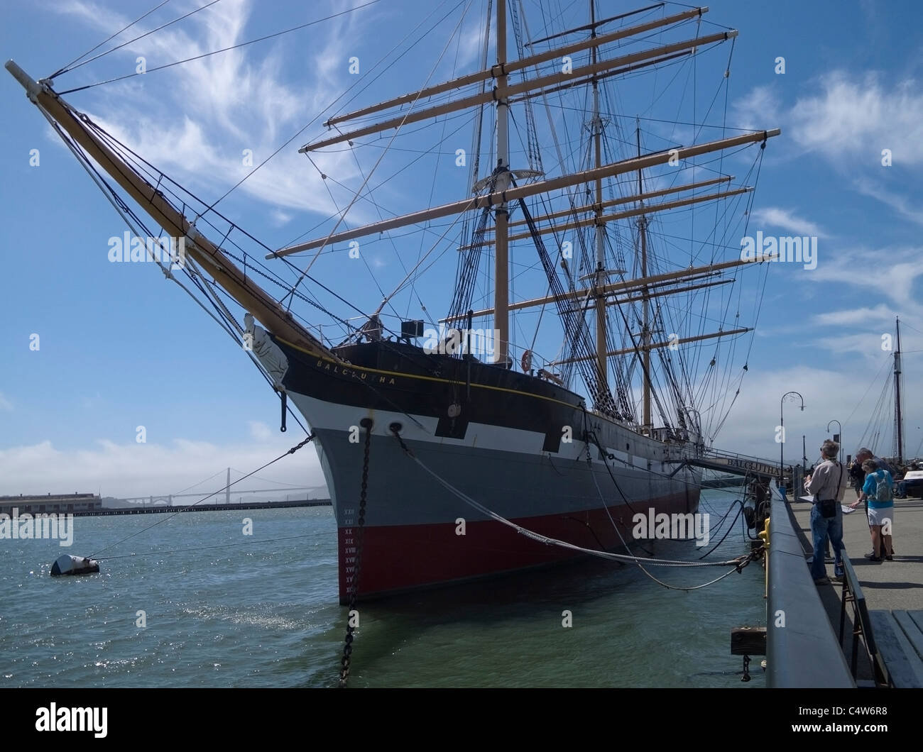 Steel Hulled Square Rigged Sailing Ship Balclutha at Hyde Pier San ...