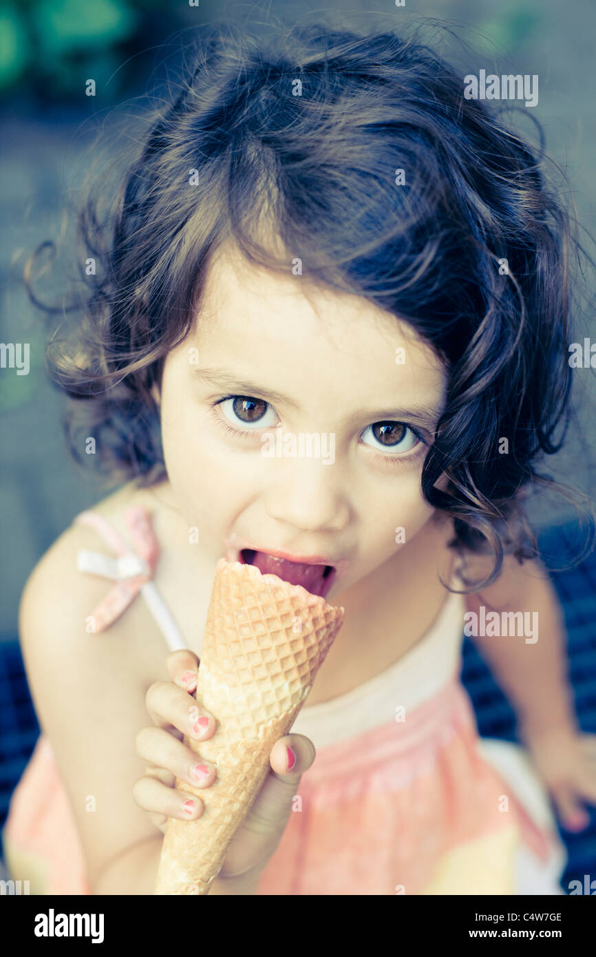 Black Girl Eating Ice Cream Cone High Resolution Stock Photography and ...