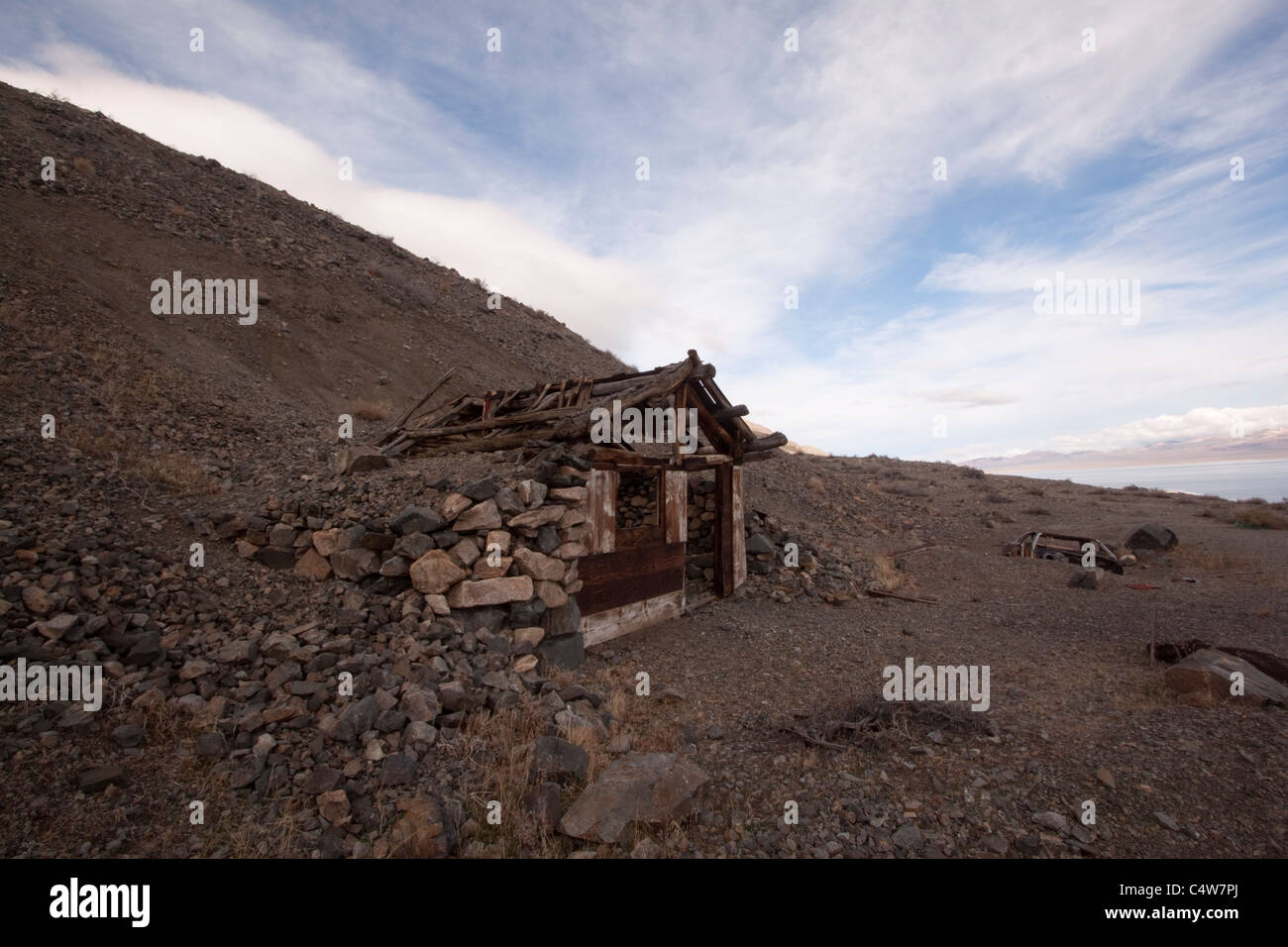 A old abandoned cabin in the desert. scenic house travel shack solitude ...