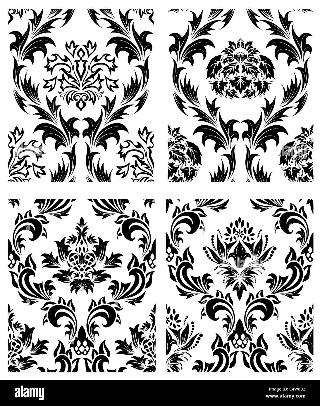 Damask seamless vector patterns set Stock Photo - Alamy