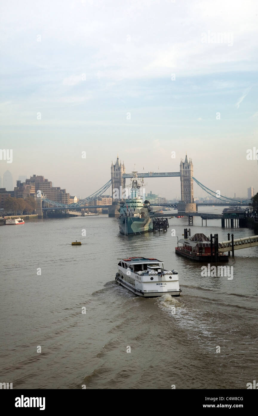 View from London Bridge towards Tower Bridge, London. UK Stock Photo ...