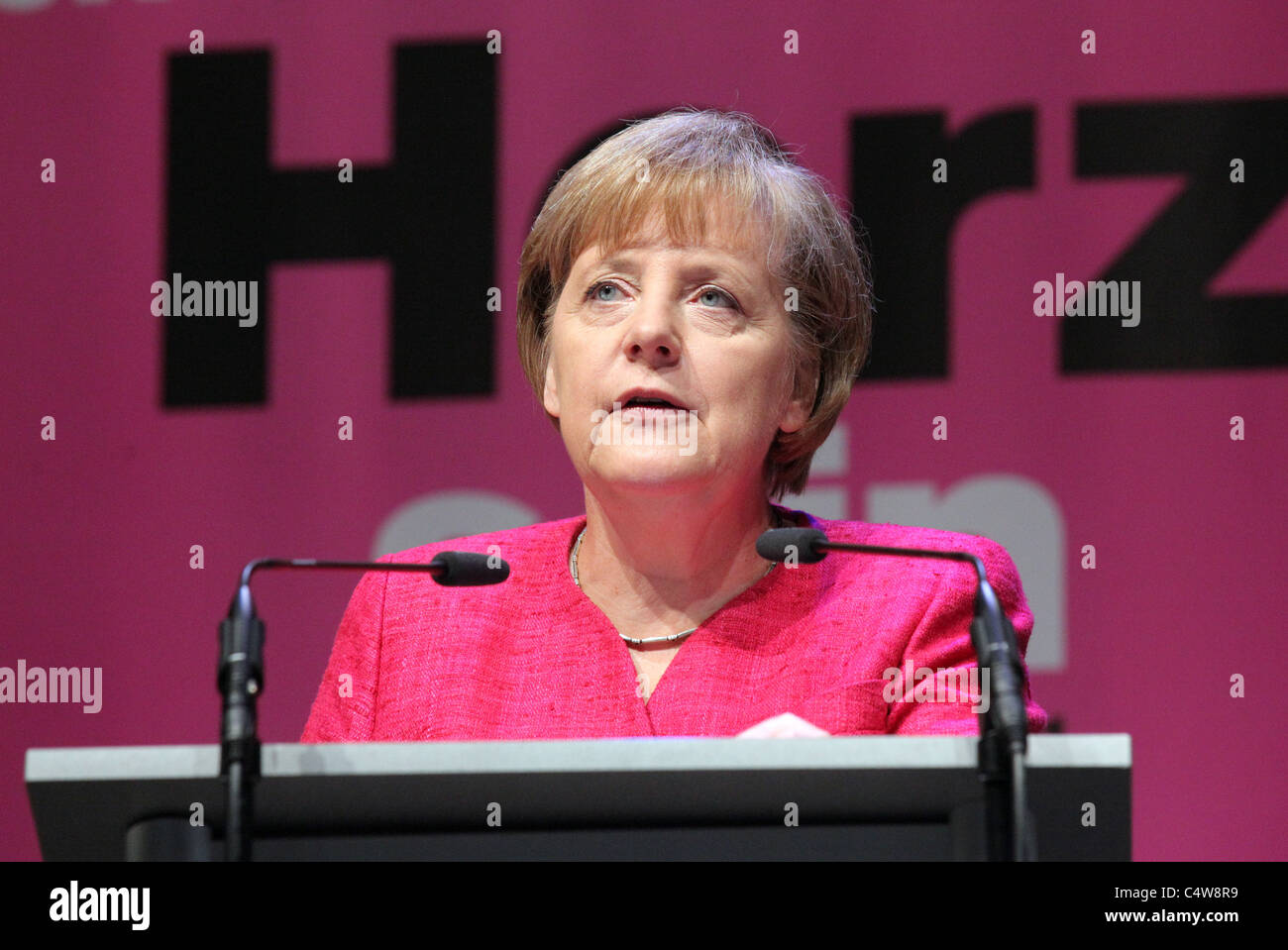 ANGELA MERKEL, Chancellor of Germany during a speech at the Evangelical ...
