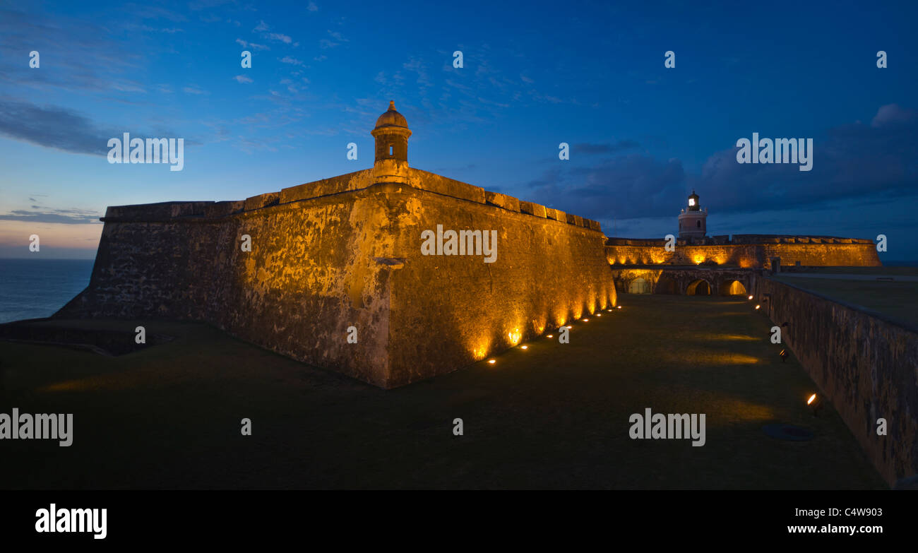 Puerto Rico, Old San Juan, Fort San Felipe del Morro at sunset Stock ...