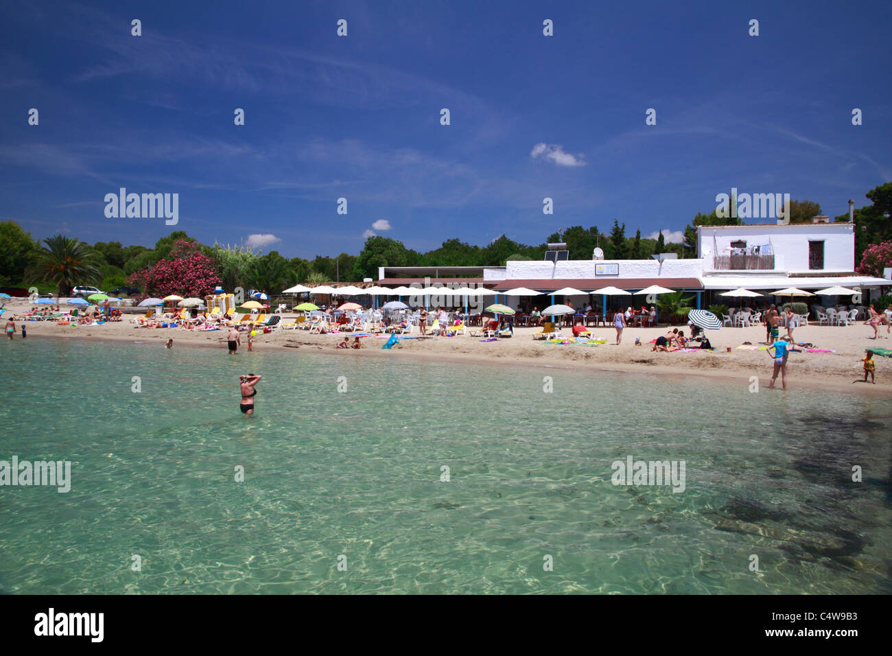 View of the beach of Cala Pada, Ibiza, Spain Stock Photo - Alamy