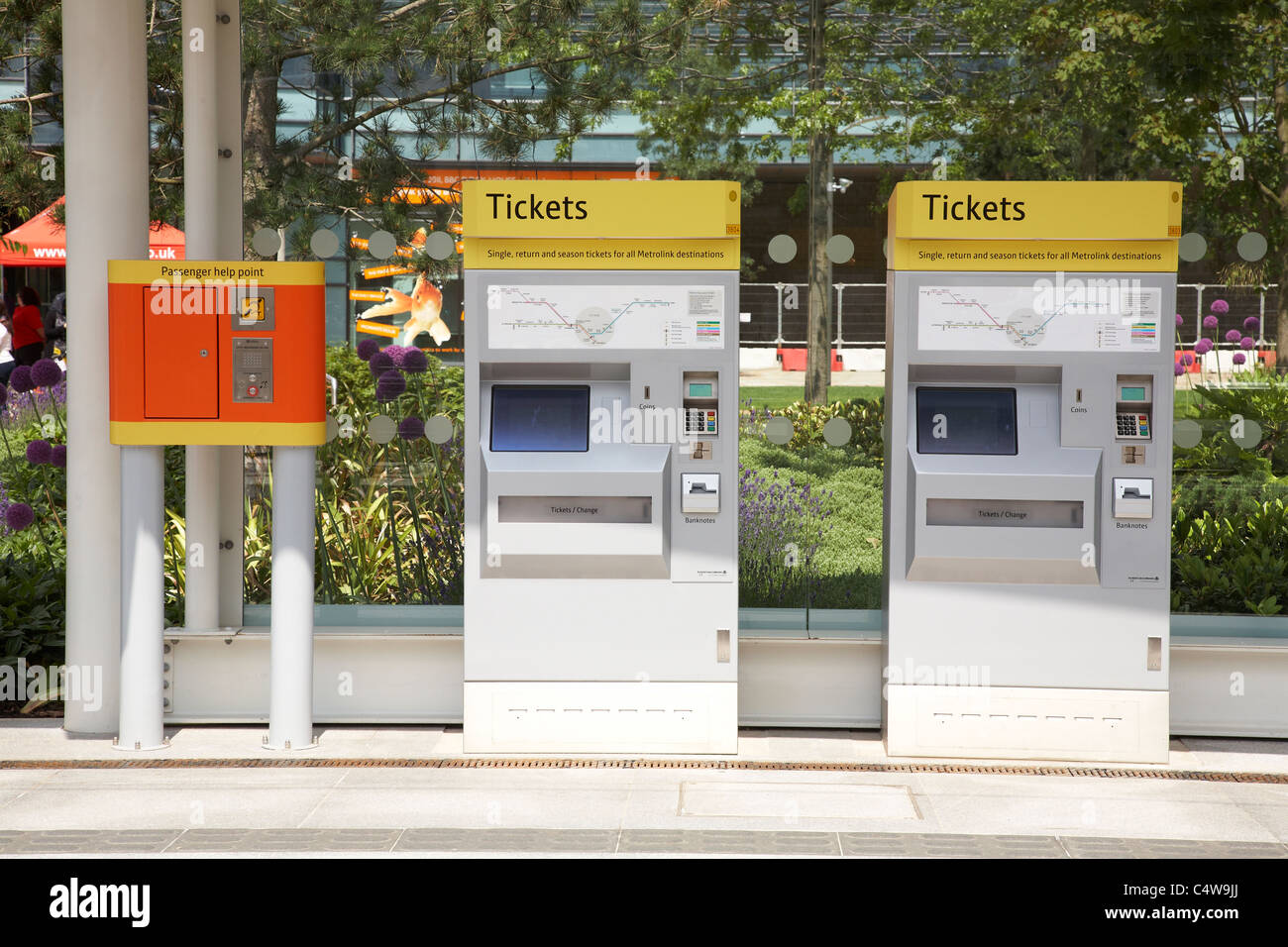 Tram ticket machine at the Metrolink tram station in MediaCityUK ...