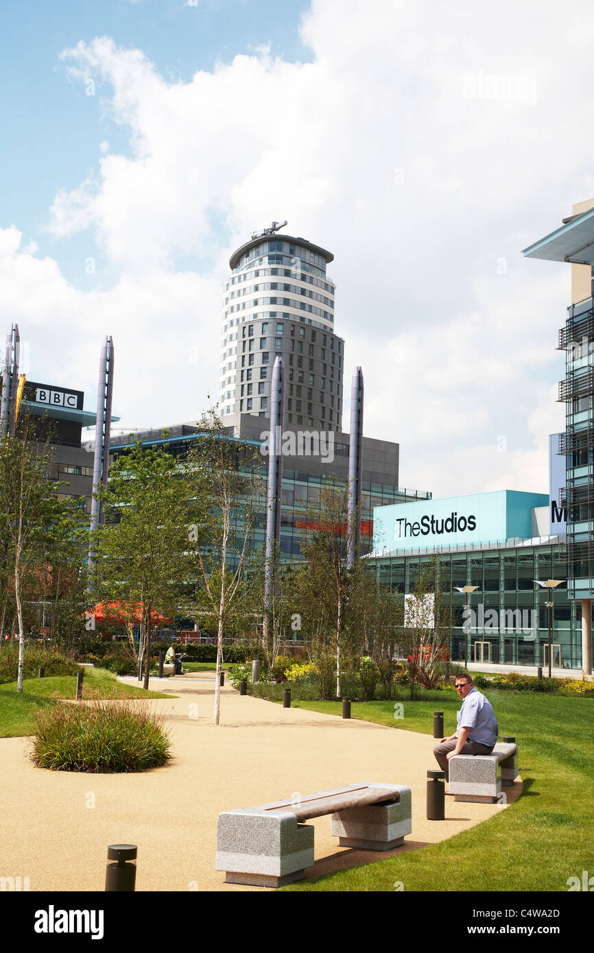 Media city uk piazza hi-res stock photography and images - Alamy