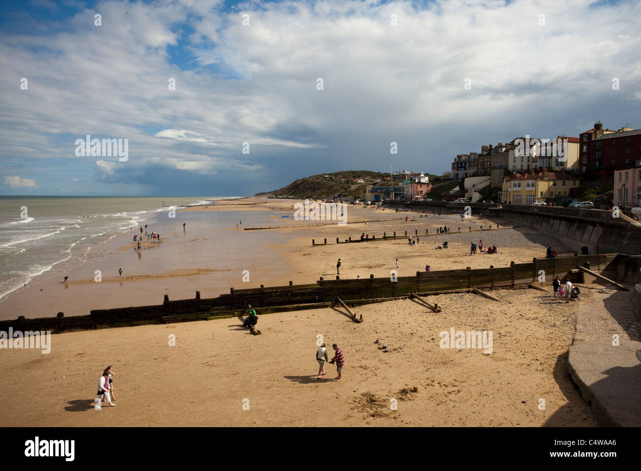 Wide angle view of Cromer beach in Norfolk East Anglia England Stock ...