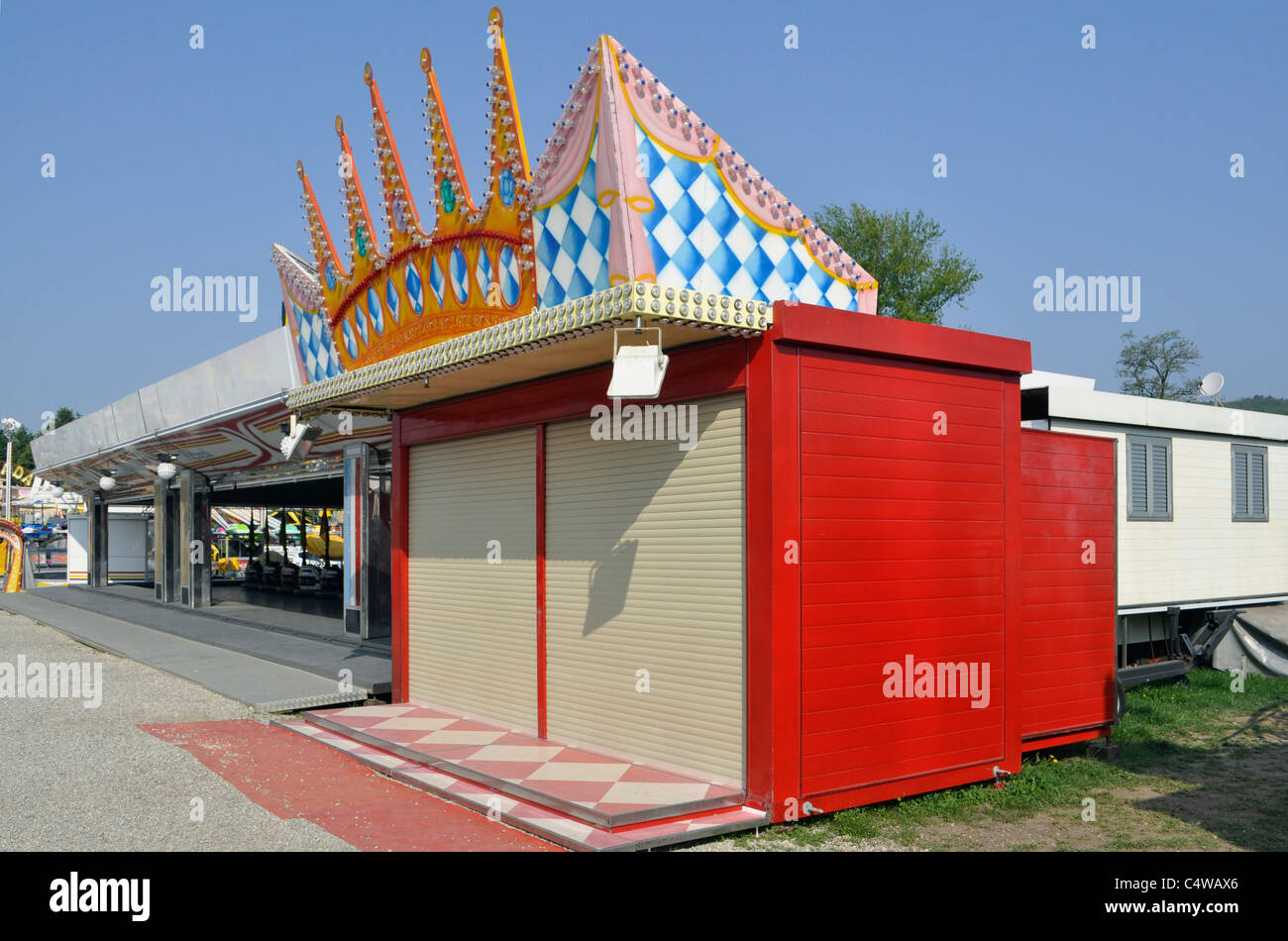 Closed Booth in Amusement Park Stock Photo - Alamy