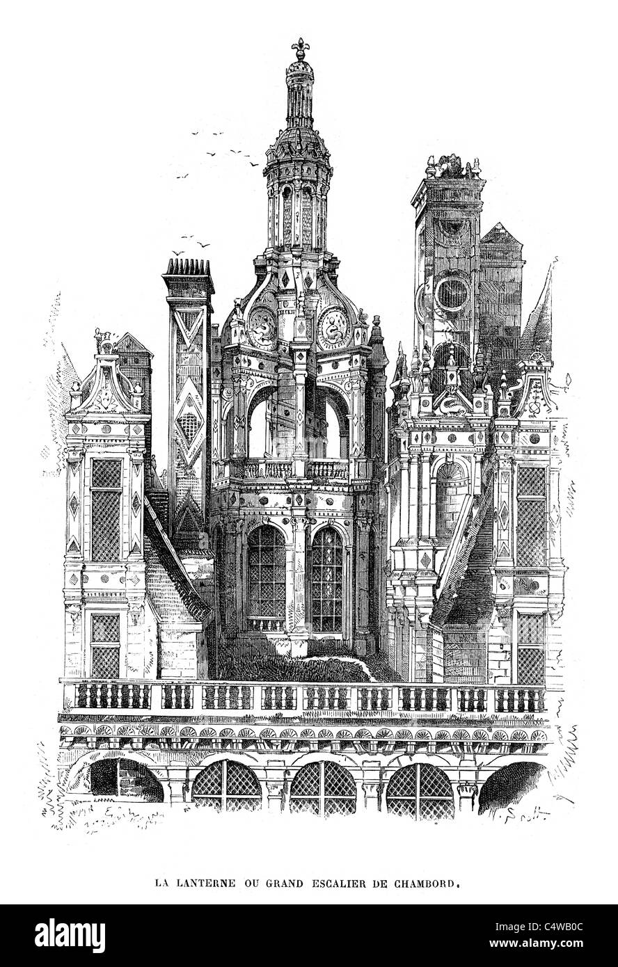 The royal Château de Chambord at Chambord, Loir-et-Cher, France is one ...