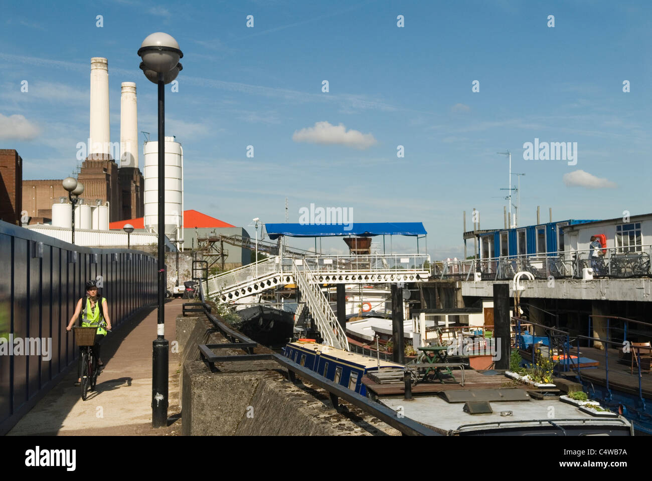 Nine Elms Pier Boat Community Battersea Power Station South London UK ...