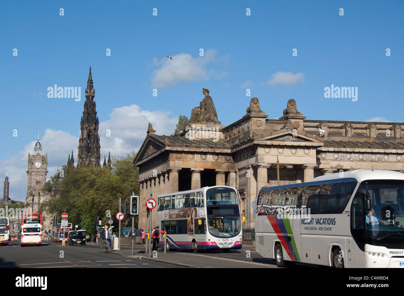 Scotland, Edinburgh, Princes Street. Gothic Scott Monument dedicated to ...