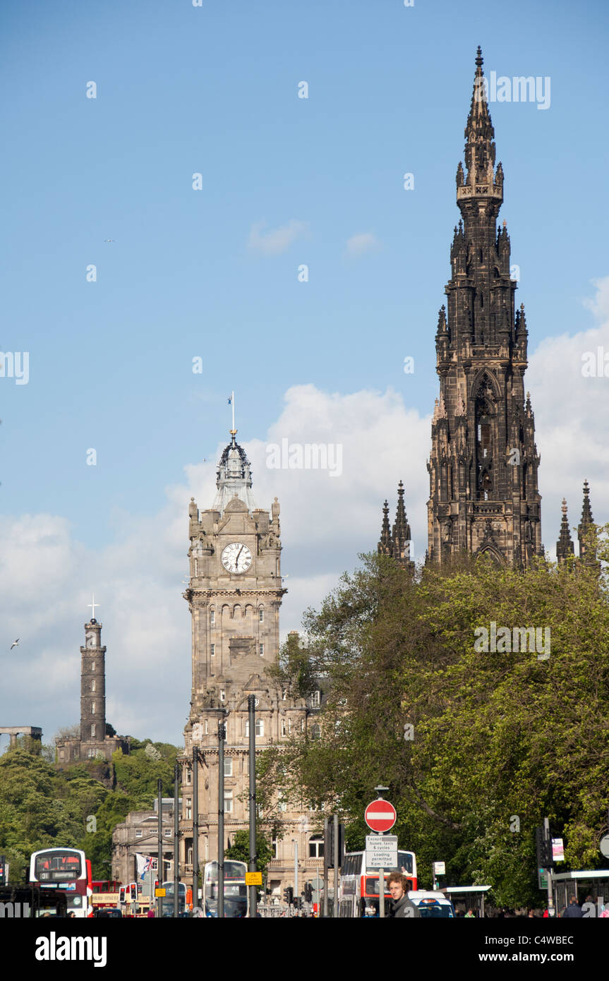 Scotland, Edinburgh, Princes Street. Gothic Scott Monument dedicated to ...