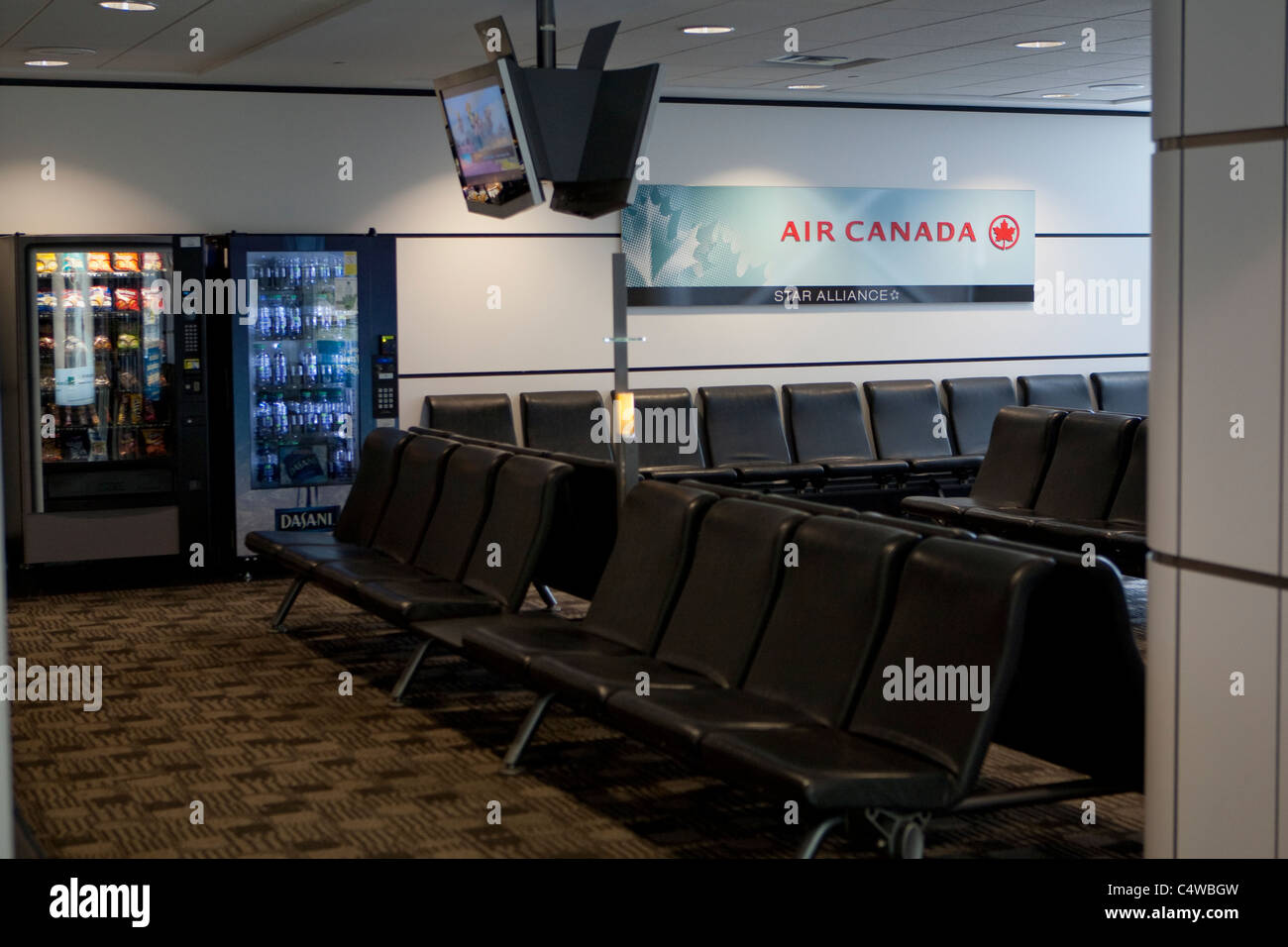 An empty Air Canada gate is pictured at Montreal Pierre Elliott Trudeau airport in Montreal ...