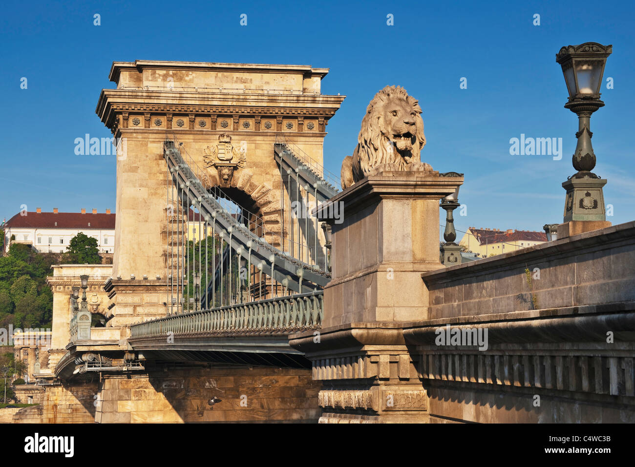 Szechenyi Lanchid Chain Bridge, Budapest, Hungary, Europe Stock Photo ...
