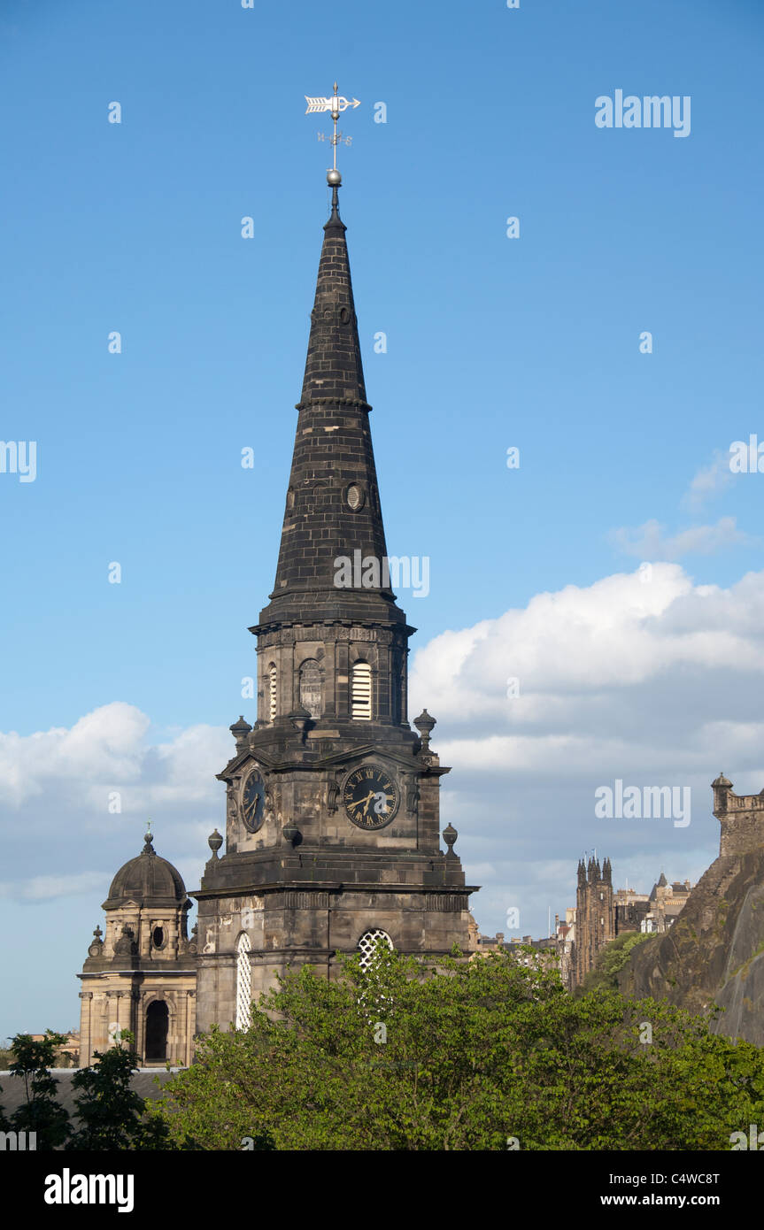 Scotland, Edinburgh. Historic clock tower of St. Cuthbert Stock Photo ...