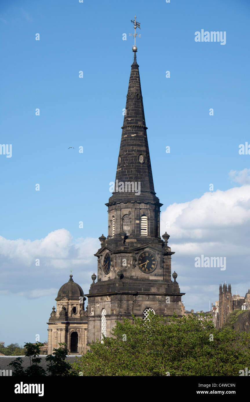 Scotland, Edinburgh. Historic clock tower of St. Cuthbert Stock Photo ...