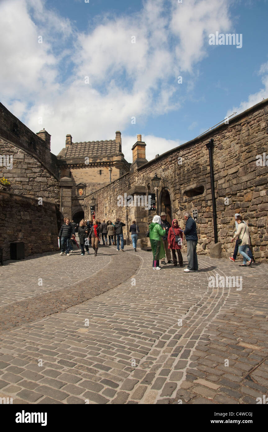 Scotland, Edinburgh. Historic Edinburgh Castle, main castle entry gate ...
