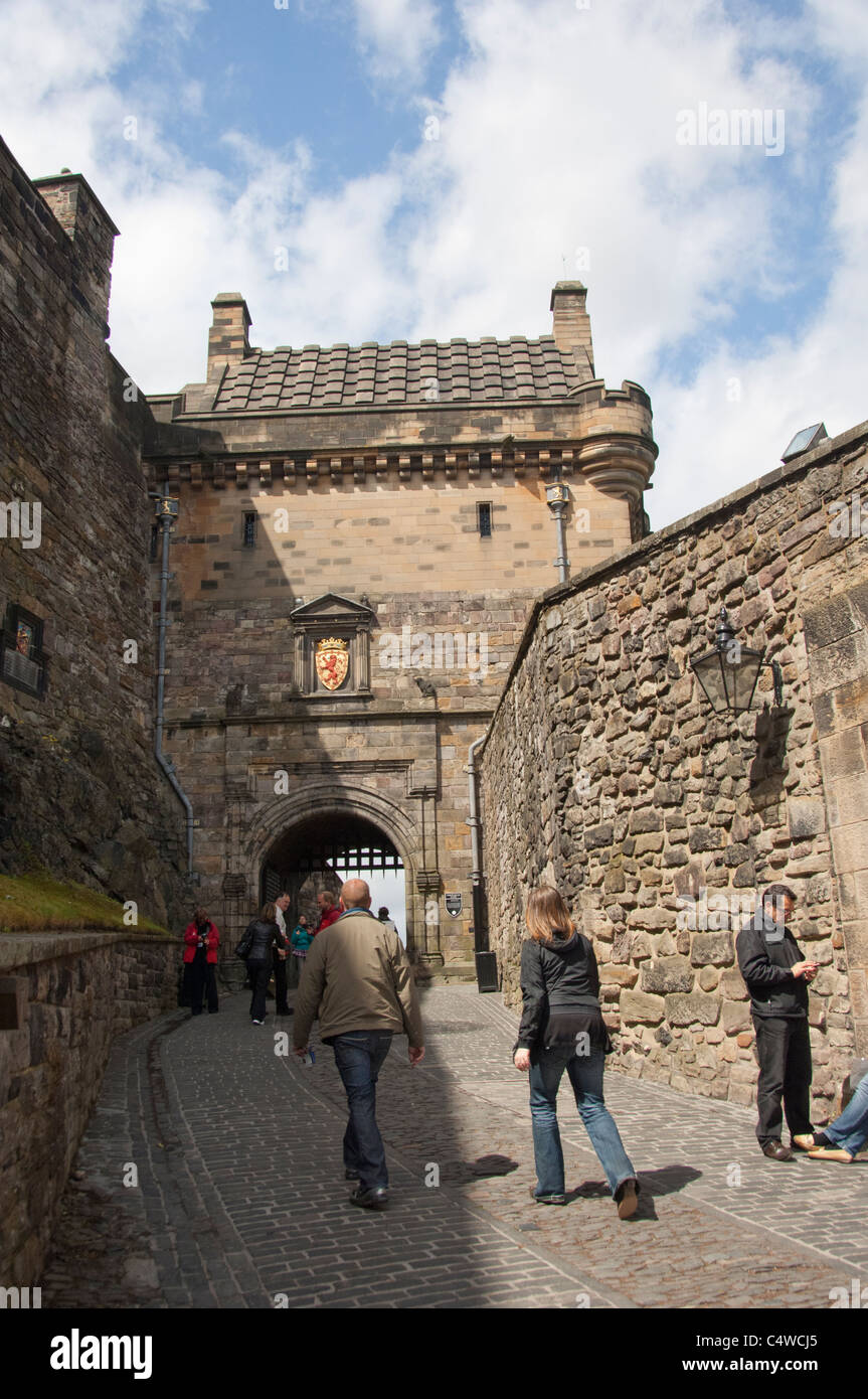 Scotland, Edinburgh. Historic Edinburgh Castle, main castle entry gate ...