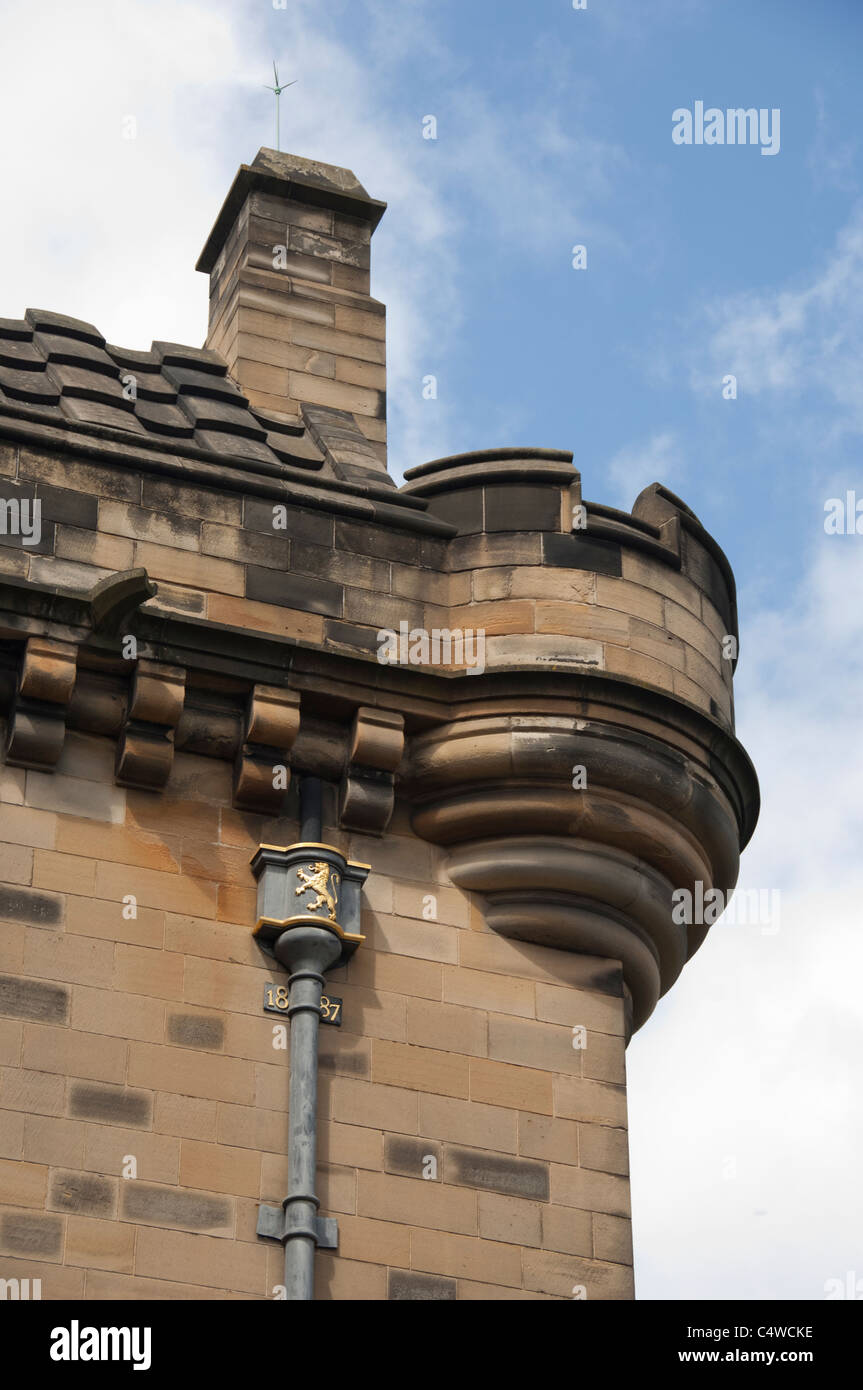 Scotland, Edinburgh. Historic Edinburgh Castle, castle wall detail with ...