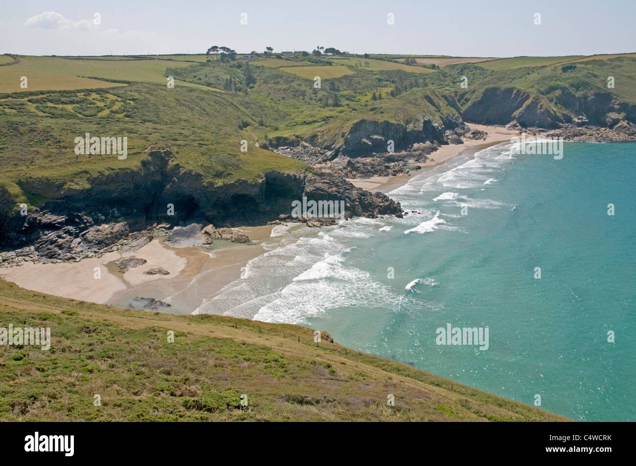 Secluded Epphaven Cove and Lundy beach, separated by Pennywilgie Point ...