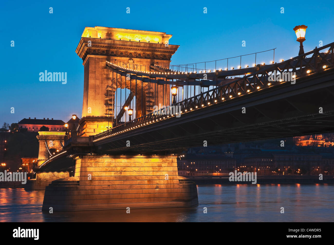 Szechenyi Lanchid Chain Bridge, Budapest, Hungary, Europe Stock Photo ...