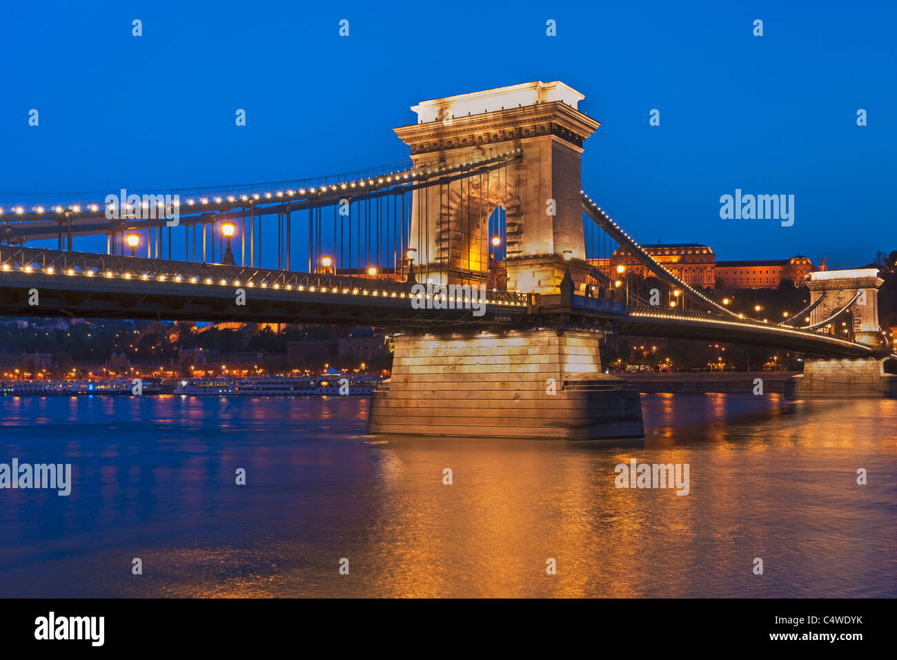 Szechenyi Lanchid Chain Bridge, Budapest, Hungary, Europe Stock Photo ...